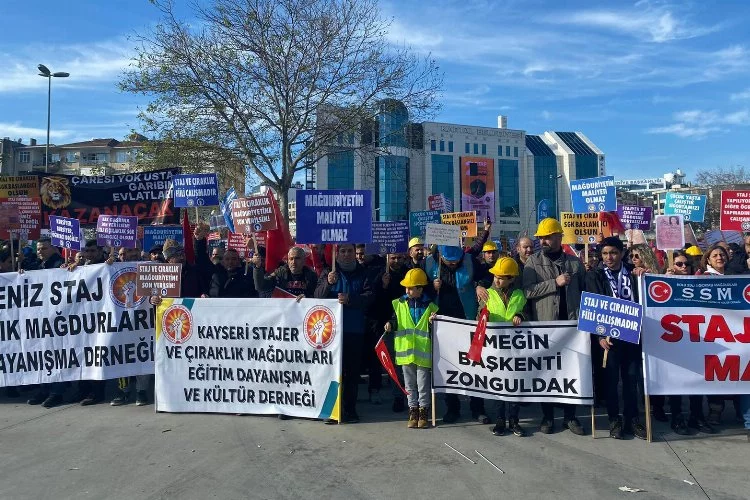 Emeklilikte staja takılanlar Ankara'da eylem yaptı