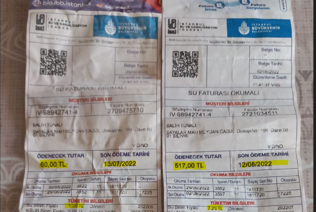 İstanbul'da su faturaları isyan ettirdi: Doğal gaz faturalarını 5'e ...